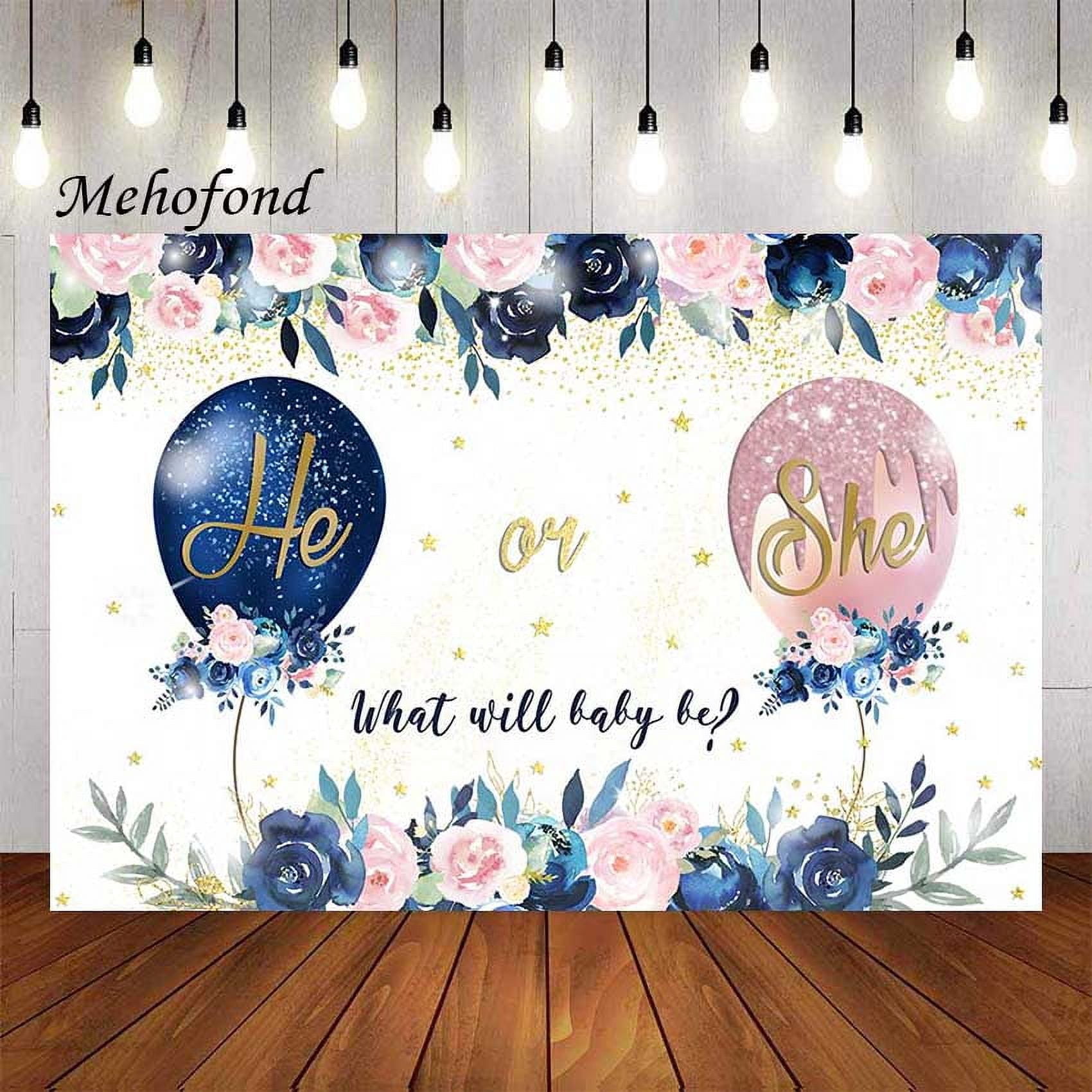 Mehofond Navy and Pink Gender Reveal Party Photography Background He or ...