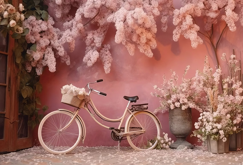 Mehofond Photo Background Pink Bicycle for Wedding Valentine's Day ...