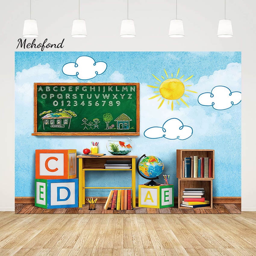 Mehofond Photography Backdrop Back To School ABC Chalkboard Globe ...