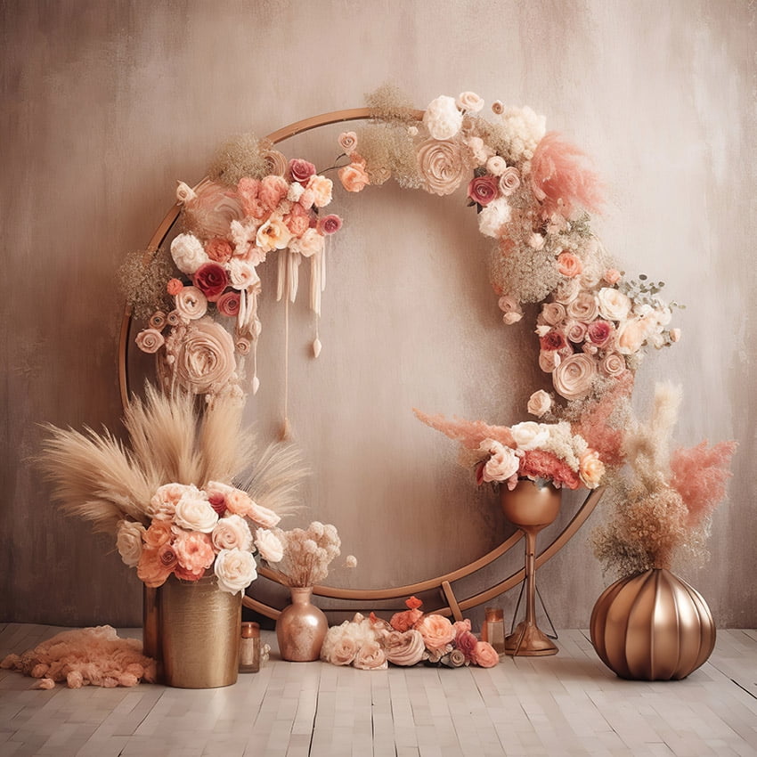 Mehofond Photography Backdrop Boho Baby Shower Pink Round Ring for ...