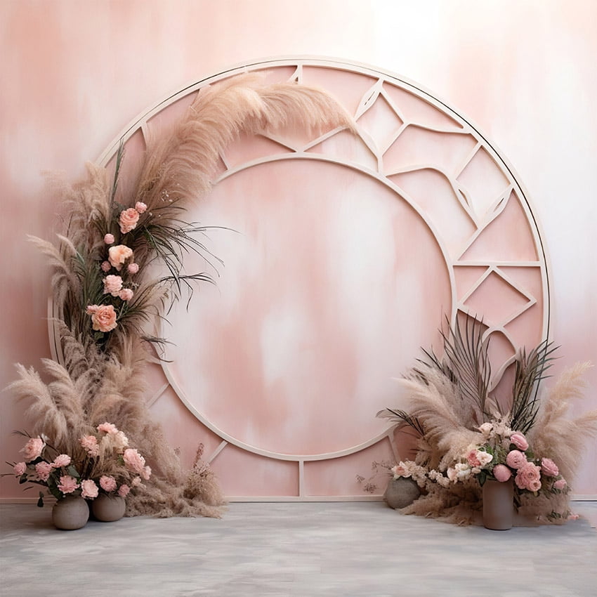 Mehofond Photography Backdrop Boho Baby Shower Pink Round Ring for ...
