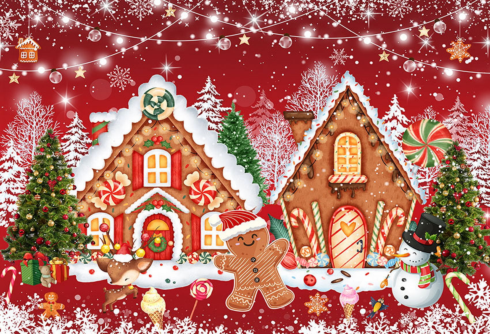 Mehofond Photography Backdrop Gingerbread House Candy Store Family ...