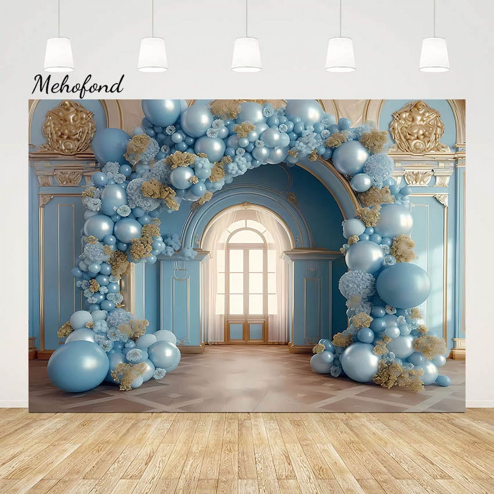 Mehofond Photography Backdrop Indoor Blue Arch Door Balloon For ...