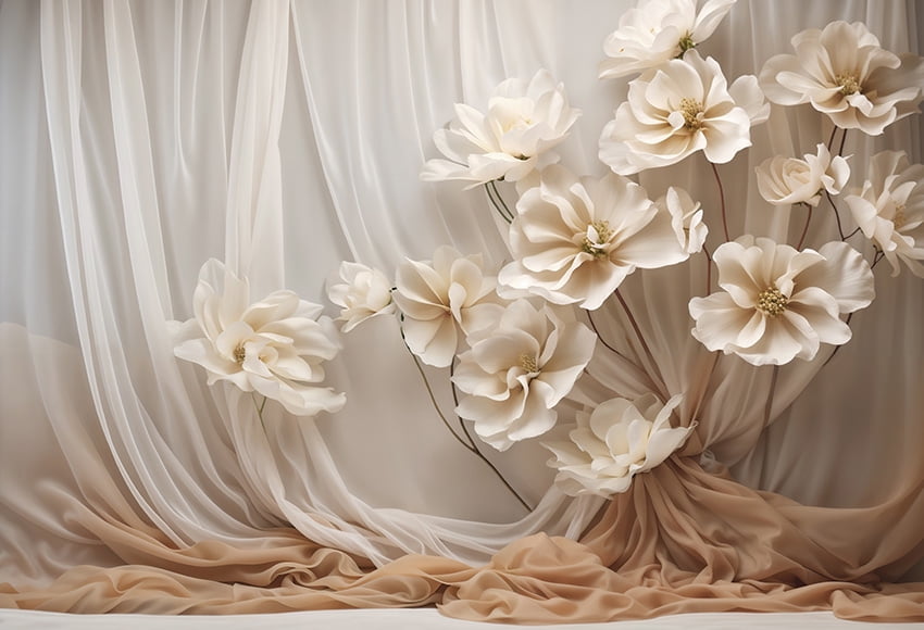 Mehofond Photography Backdrop Indoor Blue Curtain Flower for Princess Birthday Party Maternity ...