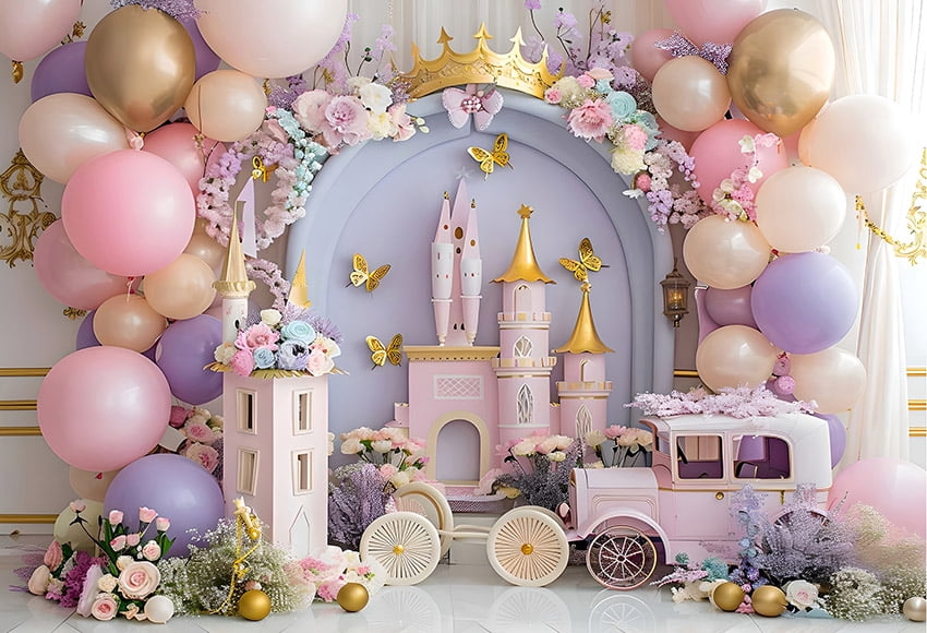 Mehofond Photography Backdrop Purple Castle Princess Birthday Party ...