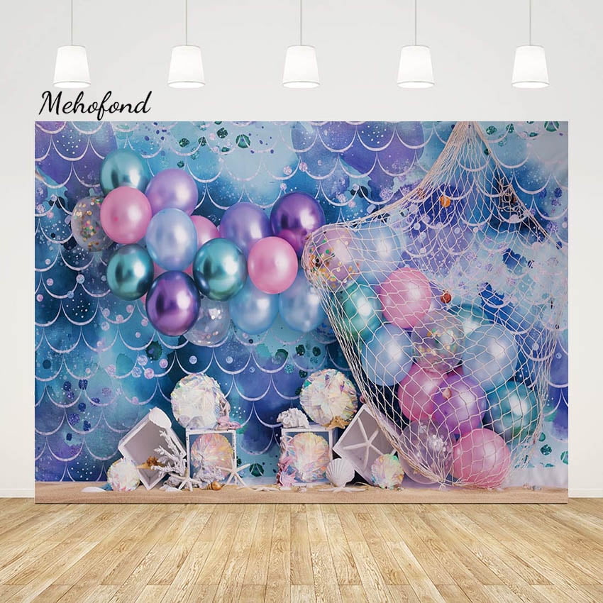 Mehofond Photography Backdrop Summer Mermaid Scale Princess Birthday ...