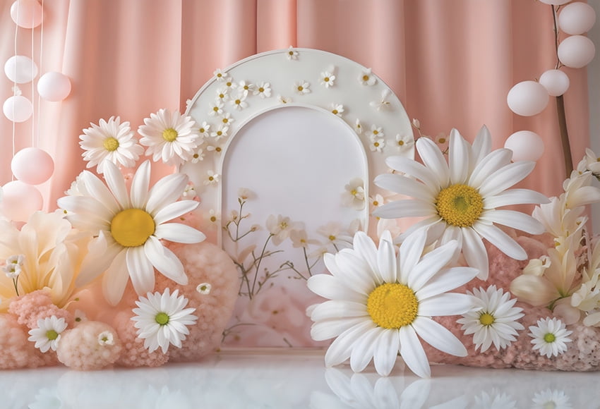 Mehofond Photography Backdrops Little Daisy Flower Pink Curtain Newborn ...