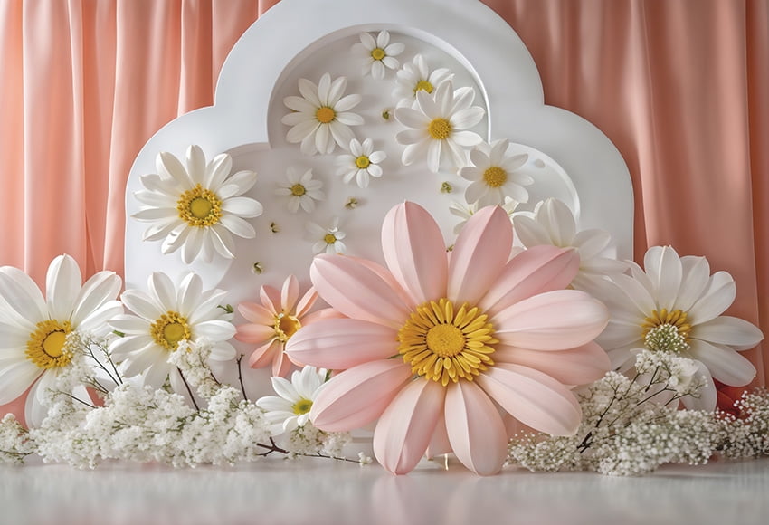 Mehofond Photography Backdrops Little Daisy Flower Pink Curtain Newborn ...