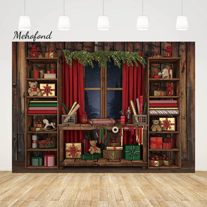 Mehofond Photography Backdrops Santa's Workshop For Kids Birthday Party ...