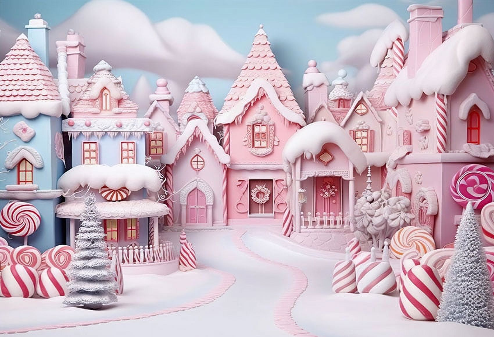 Mehofond Photography Backdrops Snow Candy Lollipop House For Kids ...