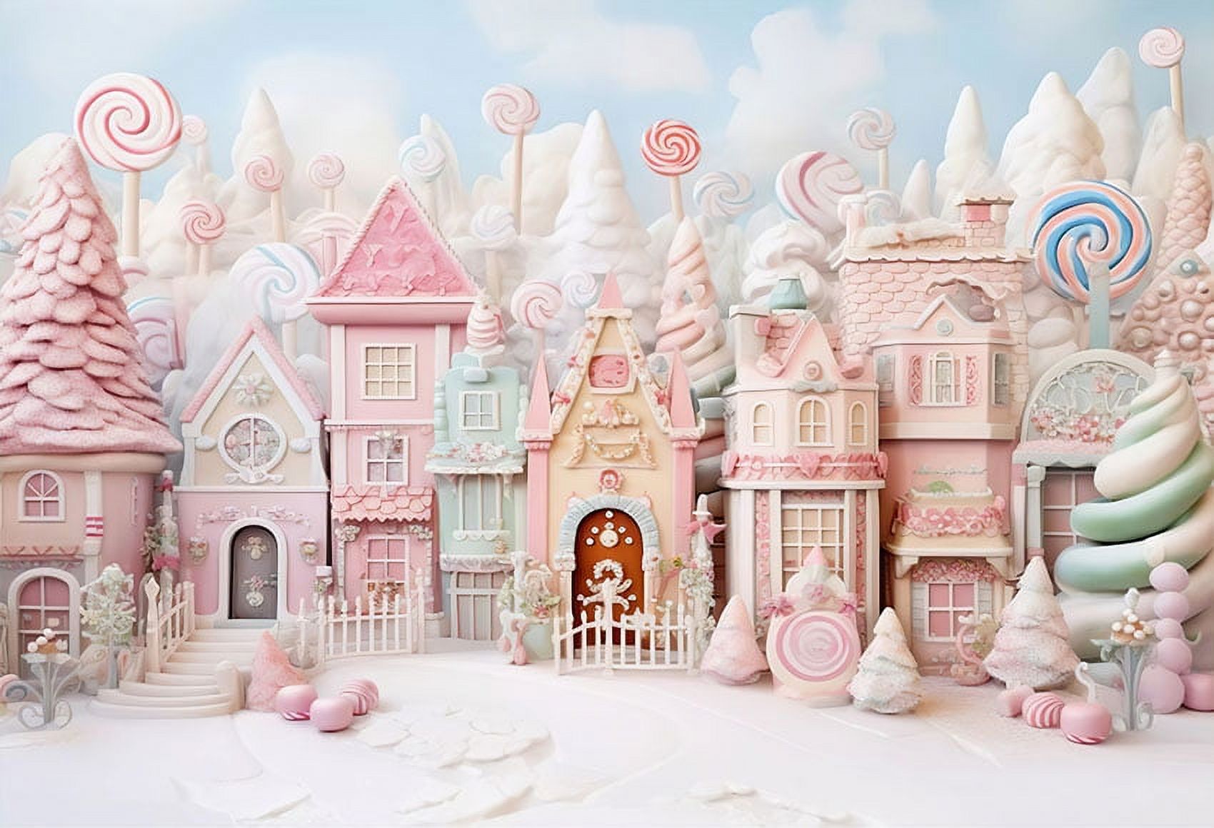 Mehofond Photography Backdrops Snow Candy Lollipop House For Kids ...