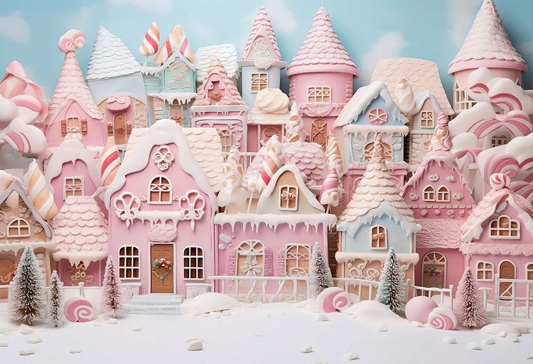 Mehofond Photography Backdrops Snow Candy Lollipop House For Kids ...