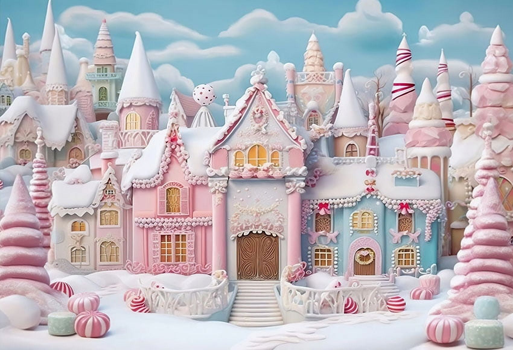 Mehofond Photography Backdrops Snow Candy Lollipop House For Kids ...