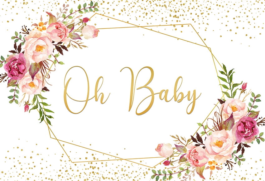 Mehofond Photography Background Baby Shower Backdrop Flower Gold ...