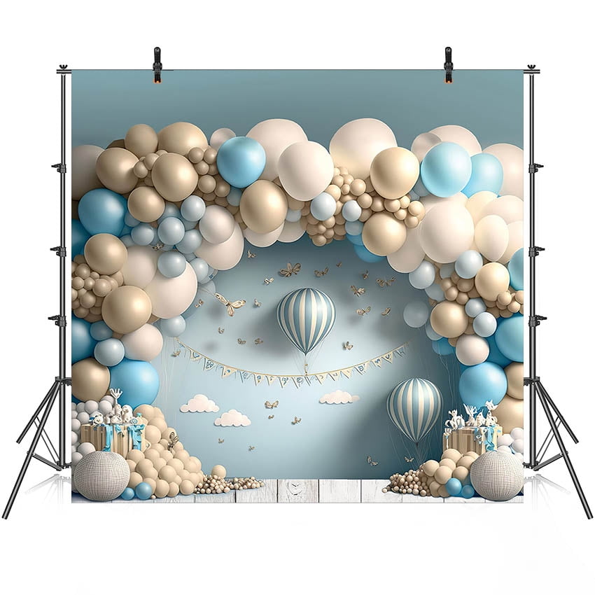 Mehofond Photography Background Beige Balloon Girl Birthday Party Cake ...