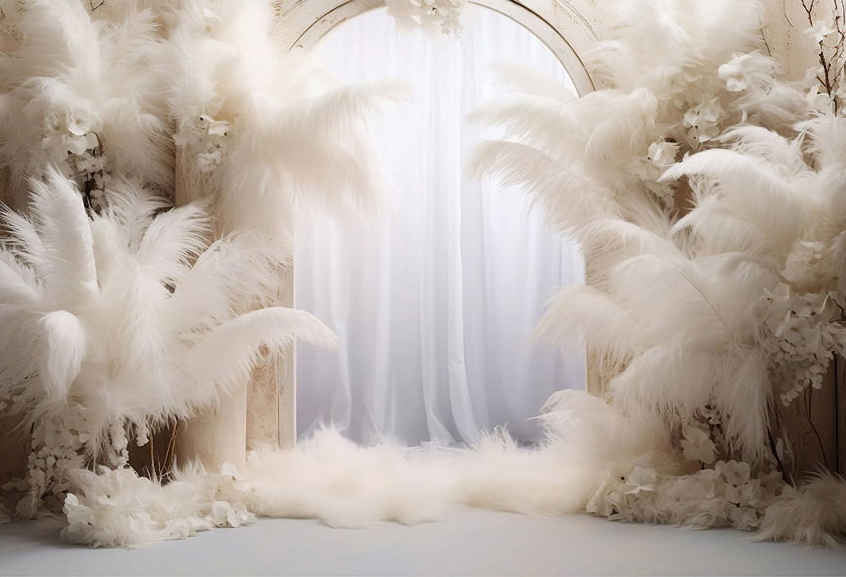 Mehofond Photography Background Boho Pampas Grass Floral Arch Window ...