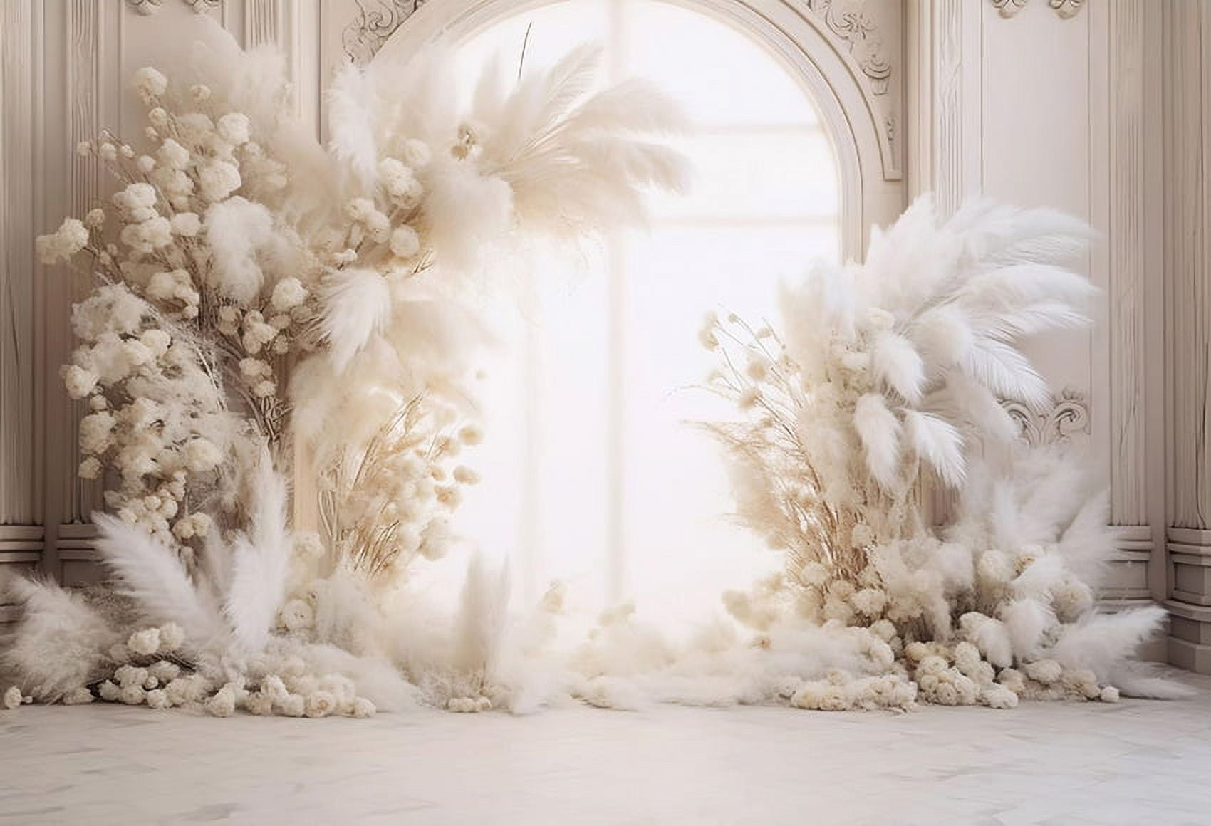 Mehofond Photography Background Boho Pampas Grass Floral Arch Window ...