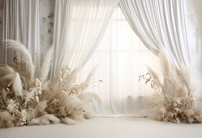 Mehofond Photography Background Boho Pampas Grass Floral Wall Maternity ...
