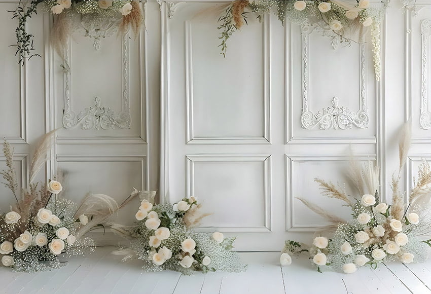 Mehofond Photography Background Indoor Boho Pampas Grass White Wall ...