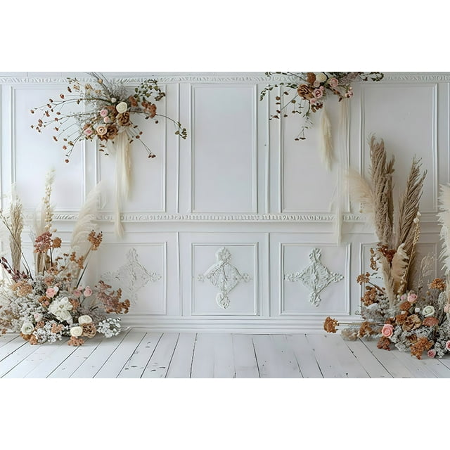 Mehofond Photography Background Indoor Boho Pampas Grass White Wall ...