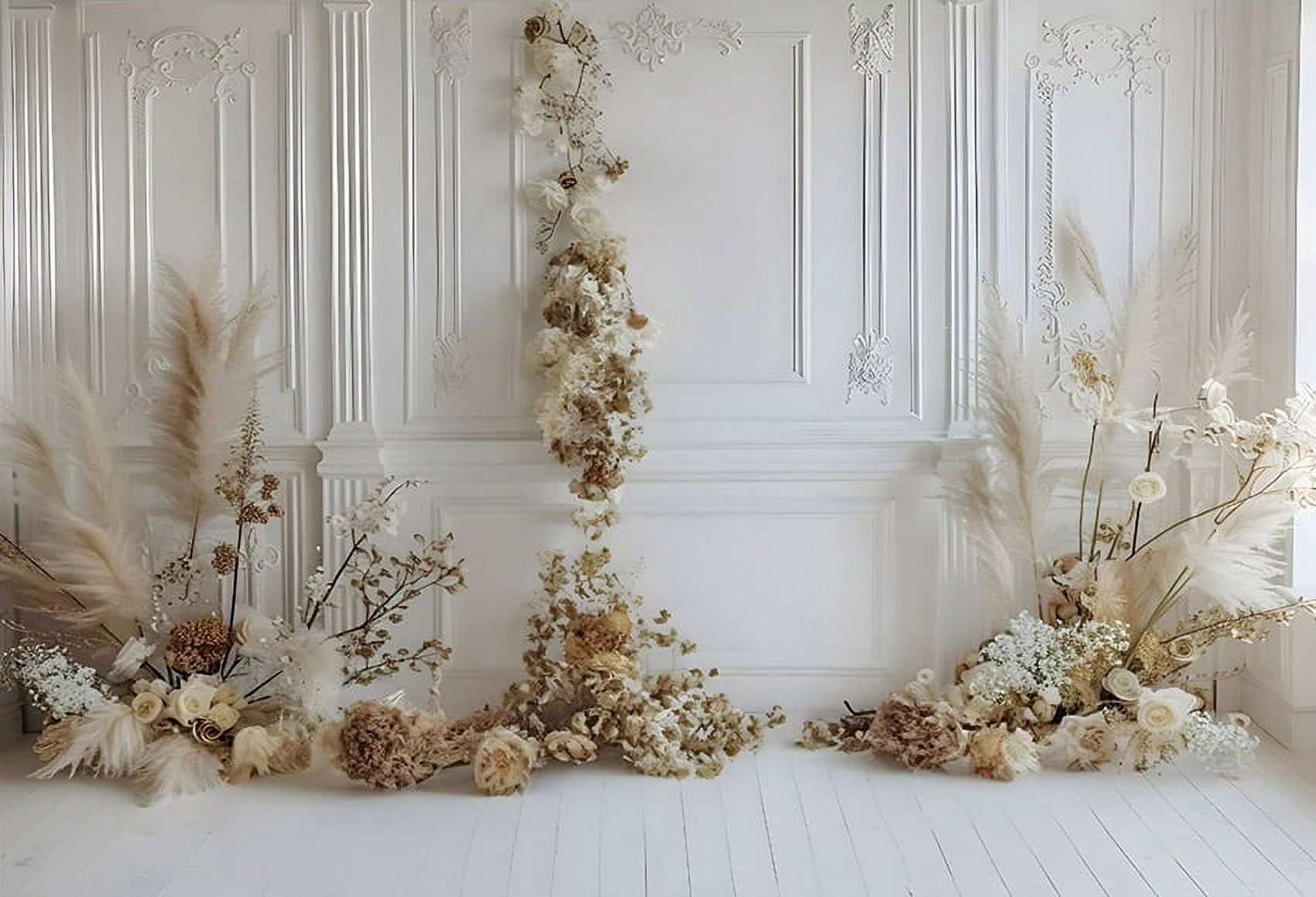 Mehofond Photography Background Indoor Boho Pampas Grass White Wall ...