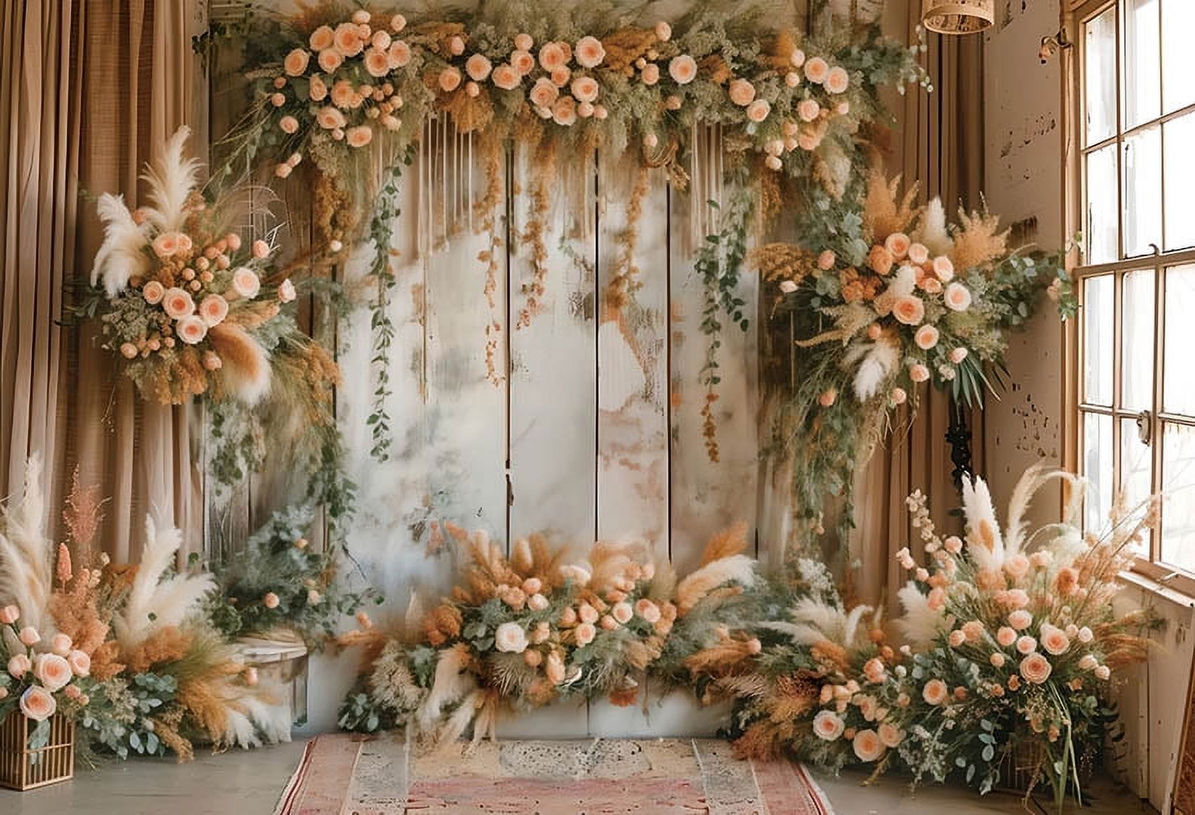 Mehofond Photography Background Indoor Pampas Grass Curtain Backdrops ...