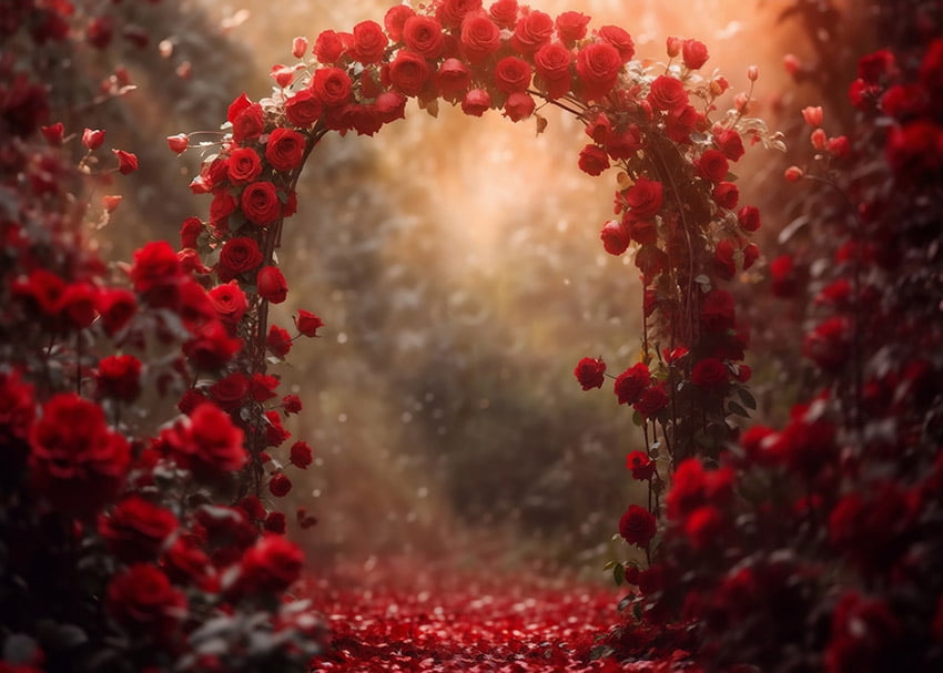 Mehofond Photography Background Red Rose Flower Arch Door r Princess ...