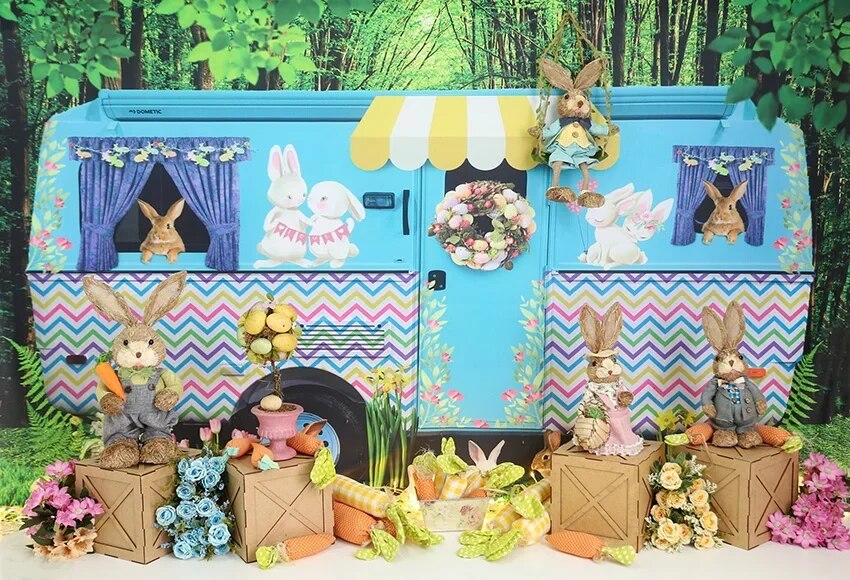 Mehofond Photography Background Spring Easter Bunny Rabbit Eggs Kids ...