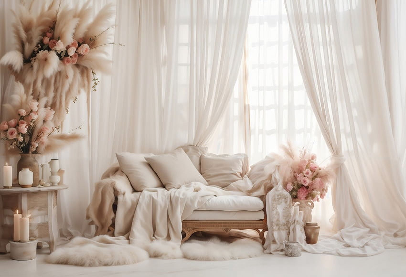 Mehofond Photography Background Vintage Boho Pampas Grass Backdrop ...