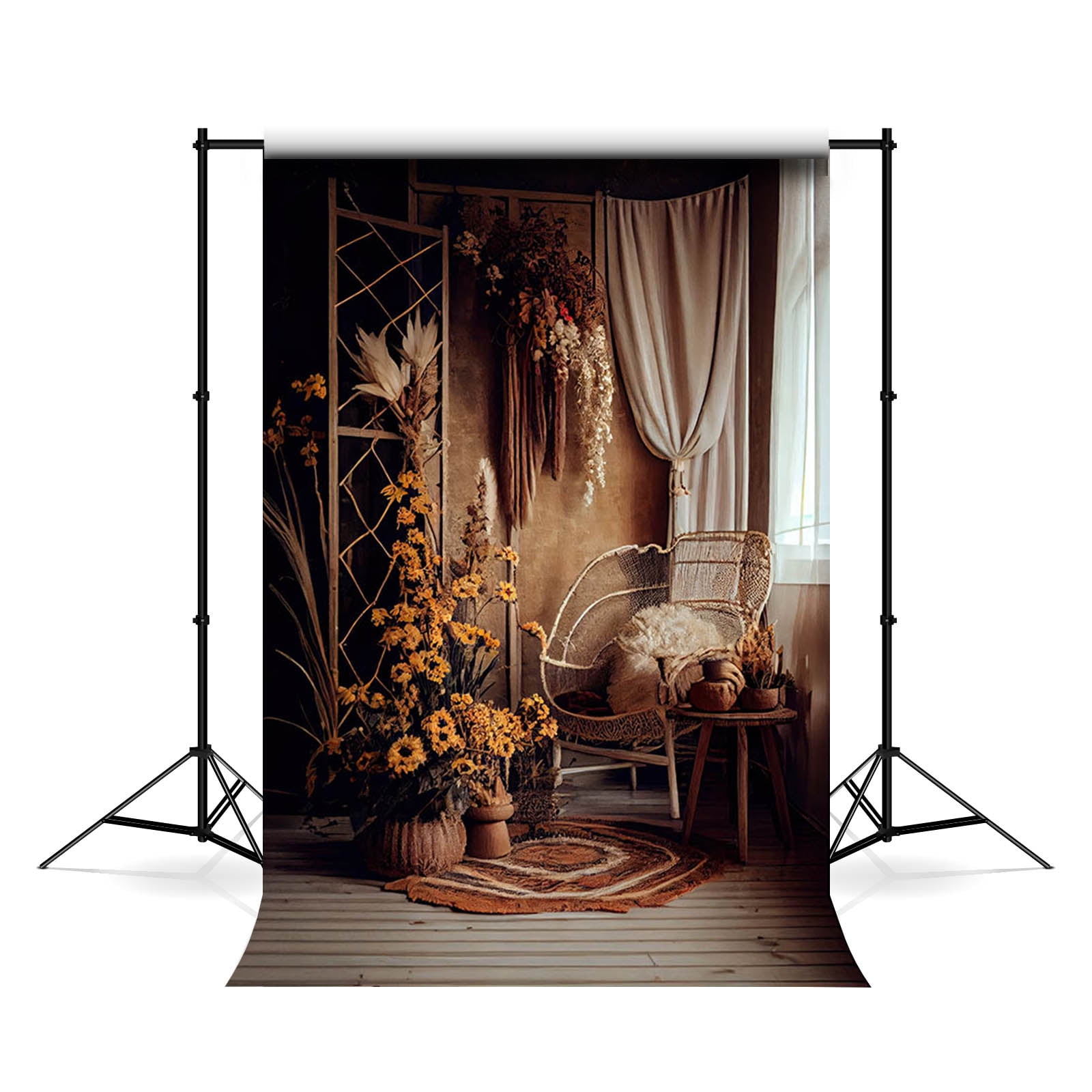 Mehofond Photography Background Vintage Boho Pampas Grass Grey Wall ...