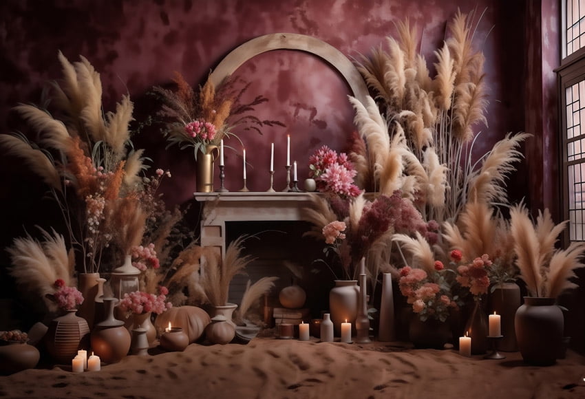 Mehofond Photography Background Vintage Boho Pampas Grass Kids Birthday ...