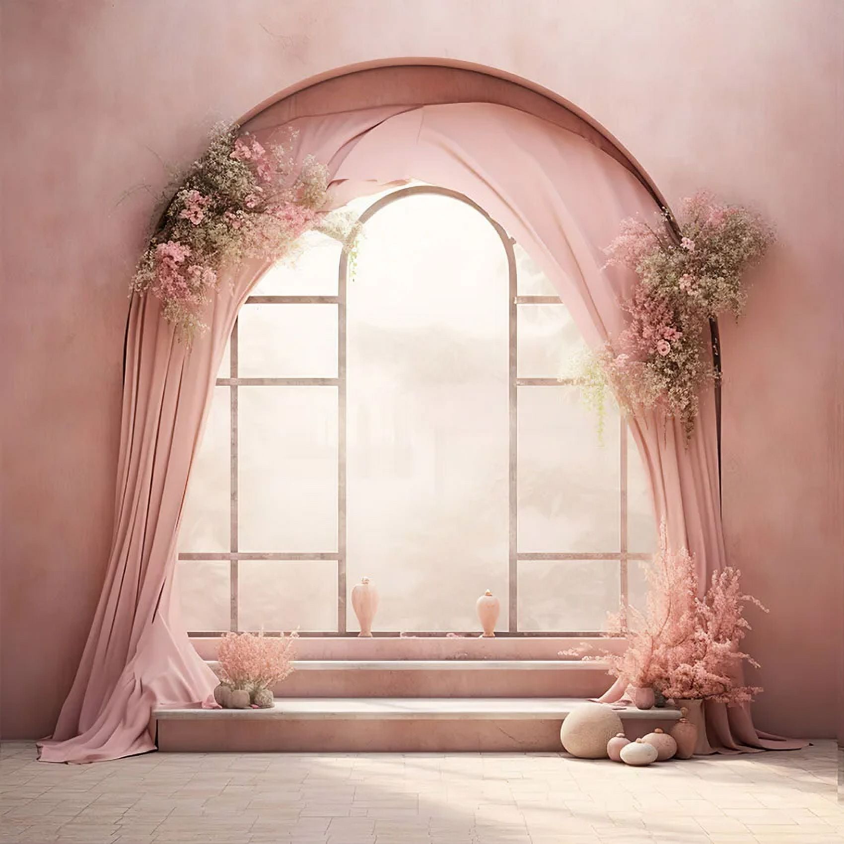 Mehofond Photography Backgroundp Boho Pampas Grass Arch Flowers Wedding ...