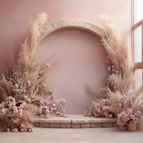 Mehofond Photography Backgroundp Boho Pampas Grass Arch Flowers Wedding ...