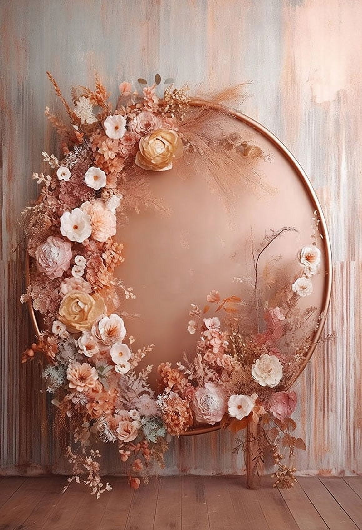 Mehofond Pink Boho Round Ring Flower Maternity Backdrops Studio ...