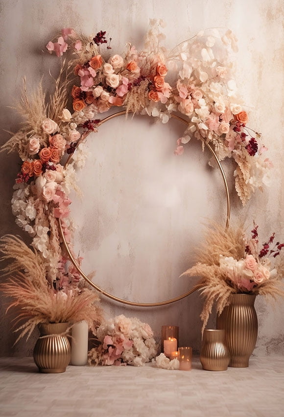 Mehofond Pink Boho Round Ring Flower Maternity Backdrops Studio ...