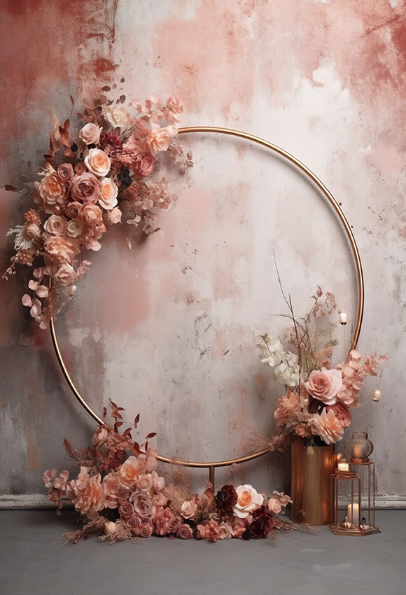 Mehofond Pink Boho Round Ring Flower Maternity Backdrops Studio ...