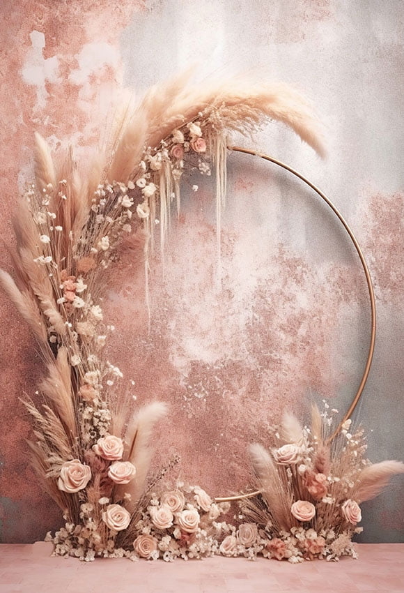 Mehofond Pink Boho Round Ring Flower Maternity Backdrops Studio ...