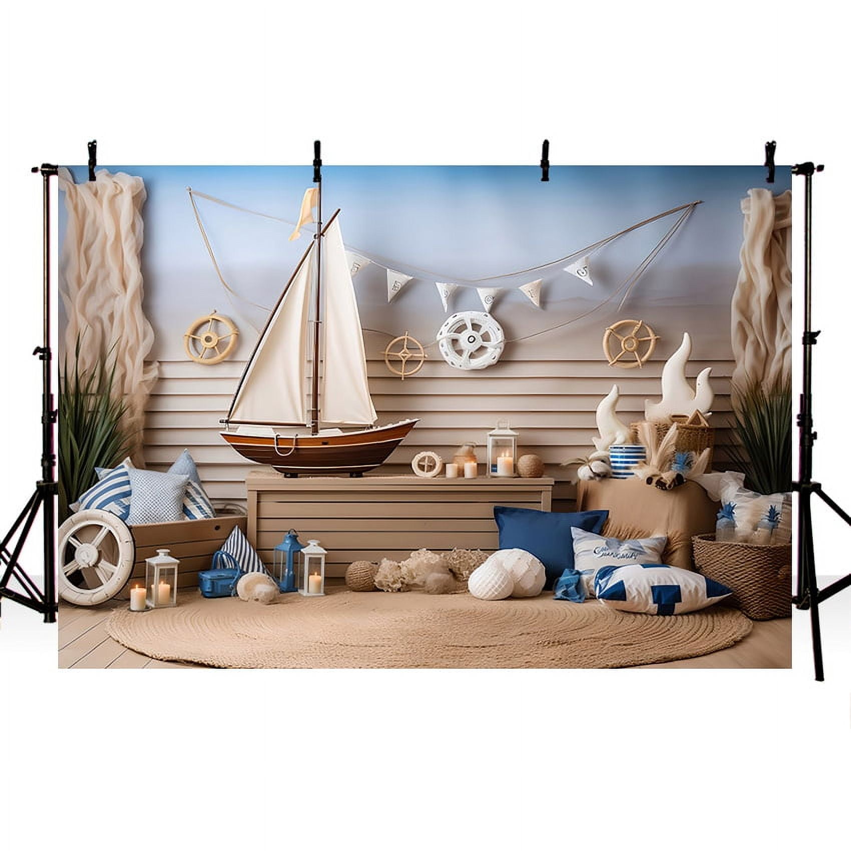 Mehofond Pirate Seaweed Backdrop Newborn Baby 1st Birthday Cake Smash r ...