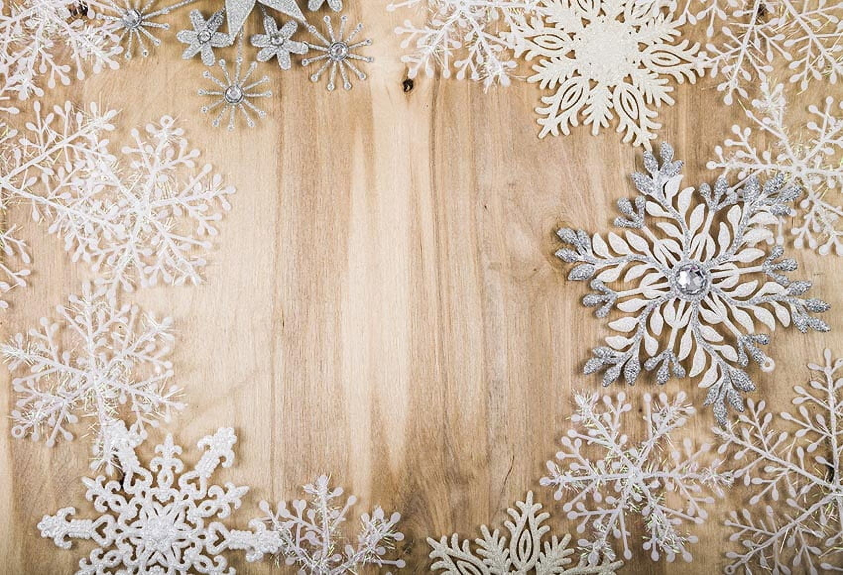 Mehofond Rustic Wood Photography Background Shinning Lights Snowflake ...