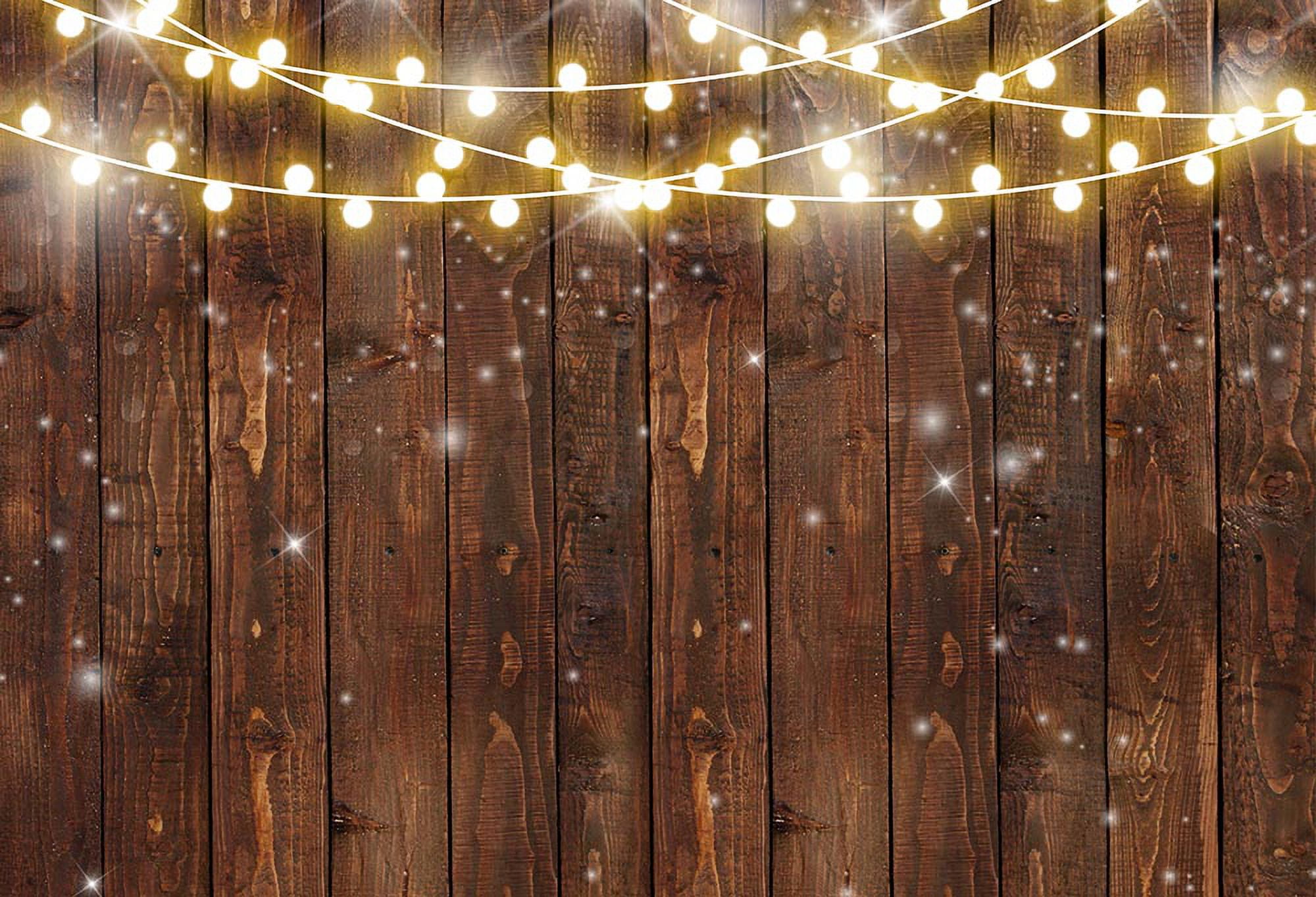 Mehofond Rustic Wood Photography Background Shinning Lights Snowflake ...