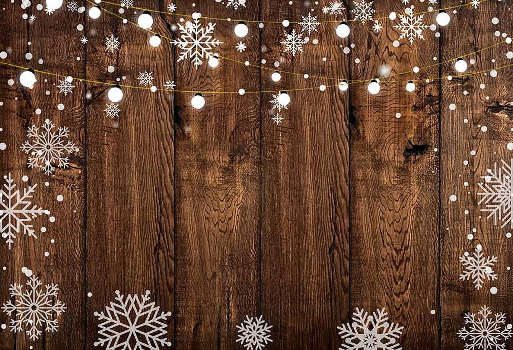 Mehofond Rustic Wood Photography Background Shinning Lights Snowflake ...