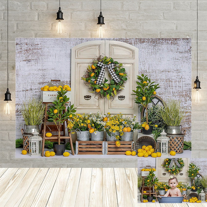 Mehofond Spring Fruit Yellow Lemonade Photography Background Green Leaf ...