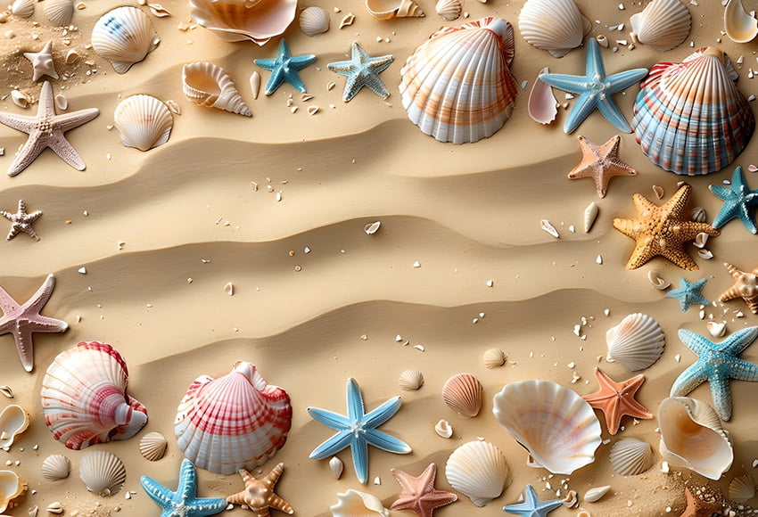 Mehofond Summer Beach Photography Backdrop Seaside Beach Sand Star ...