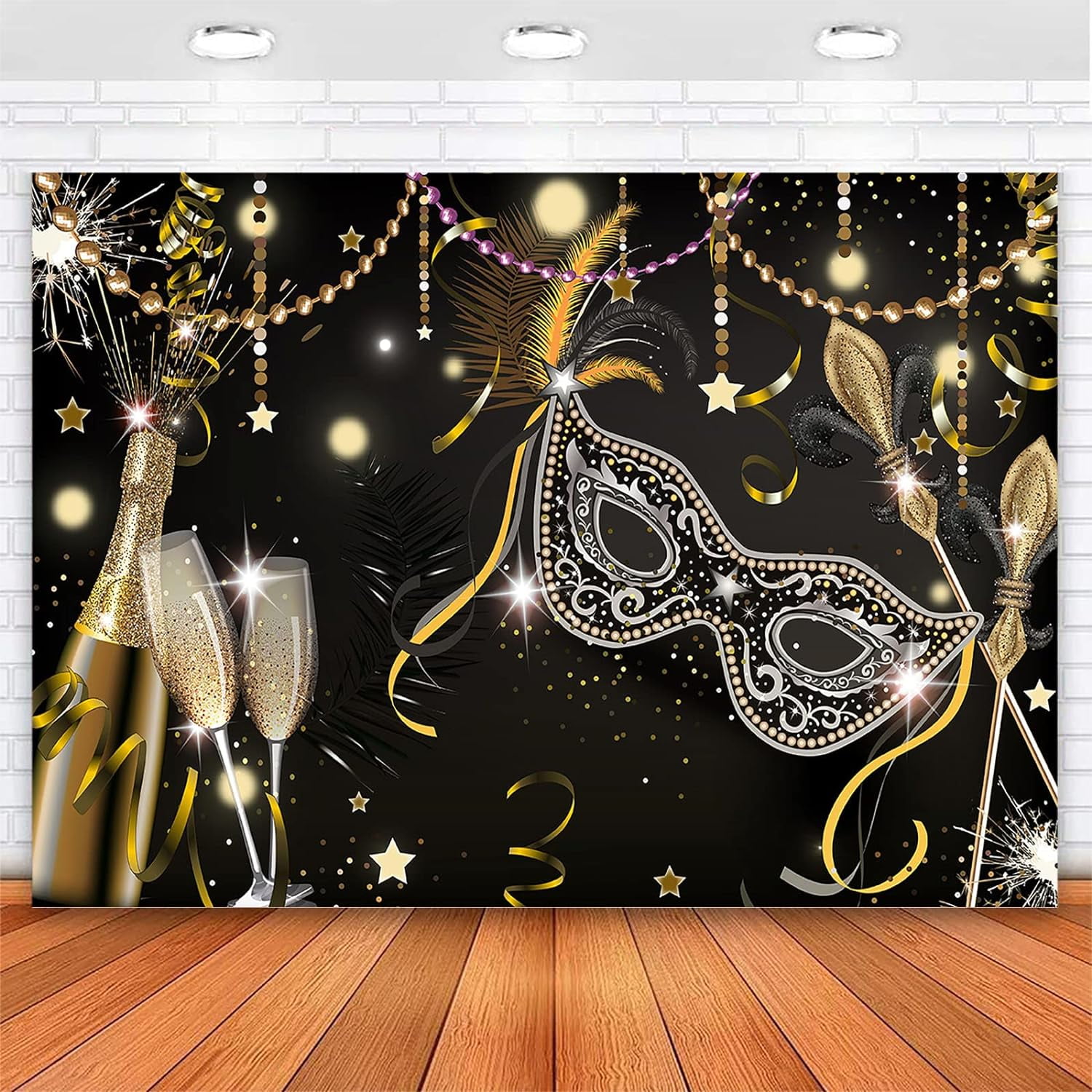 Mehofoto Masquerade Backdrop Retro Mask Birthday Photo Background Black ...