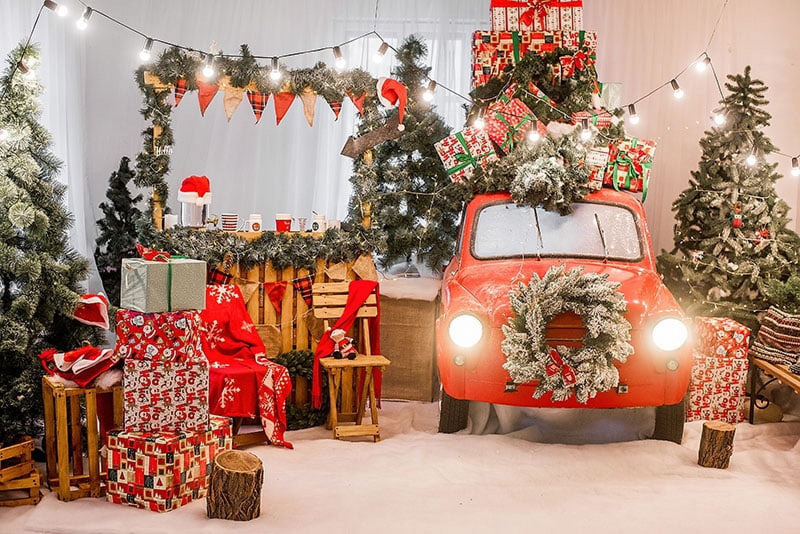 Mehofoto Photography Backdrop Christmas Trees Window Wreath Winter Snow ...