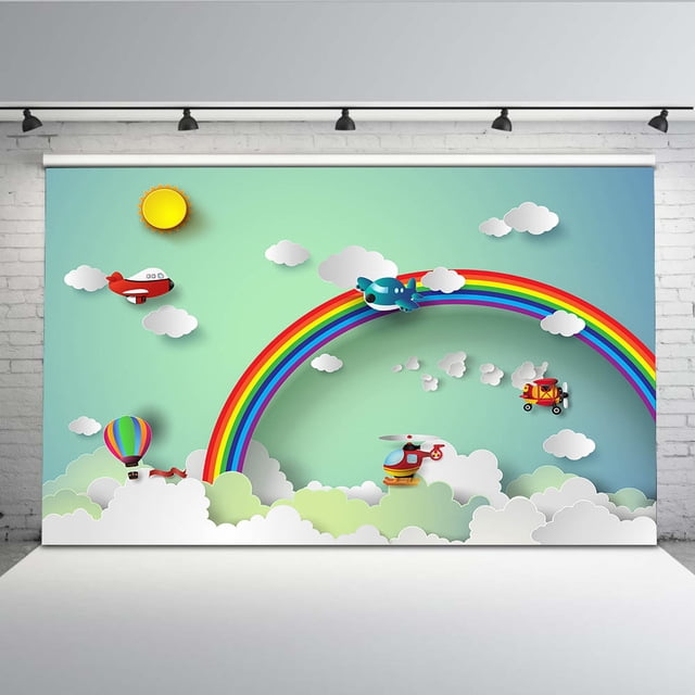 Mehofoto Vinyl Cartoon Bird Cloud Sun Backdrop for Photography ...