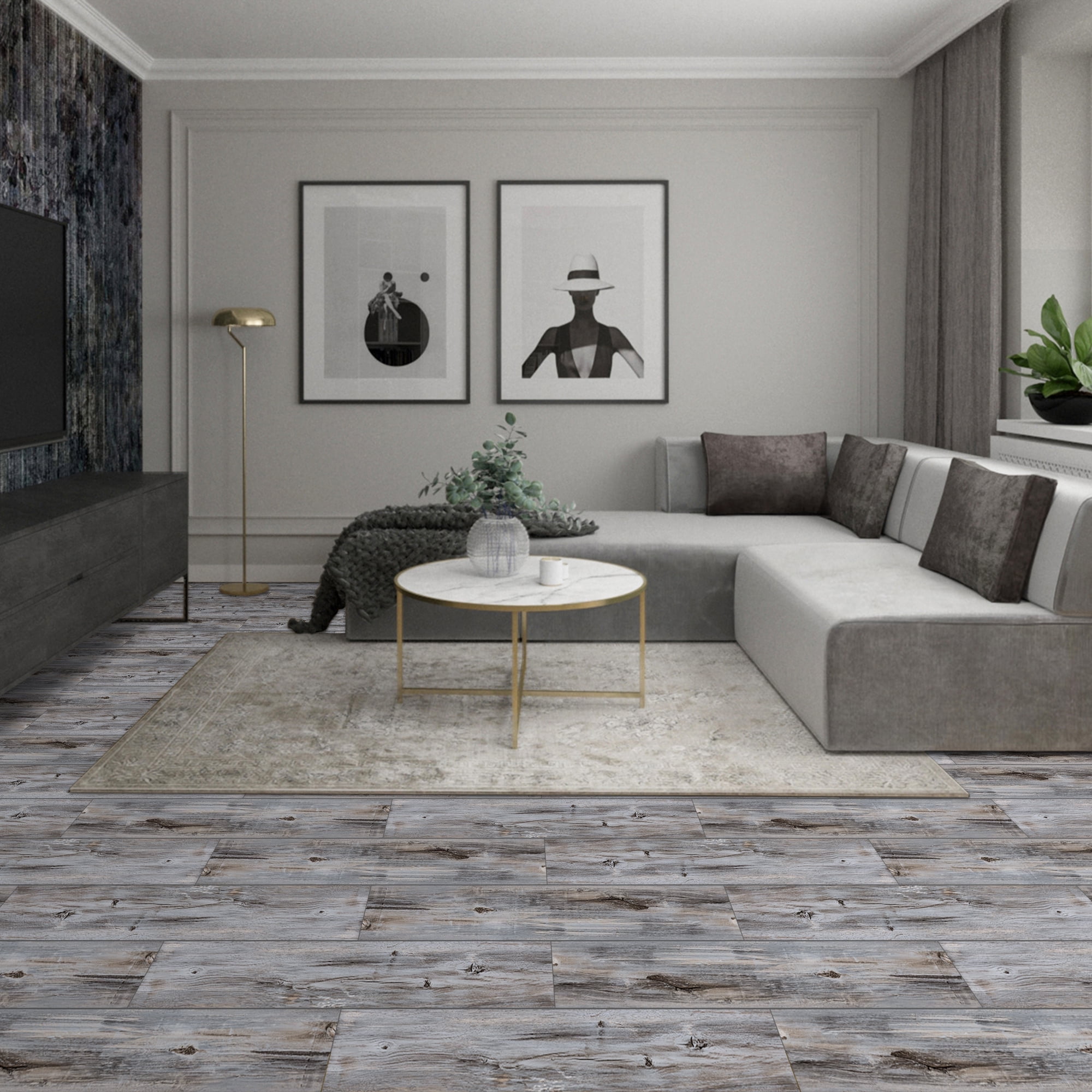 "Meiban Removable Multi-color Vinyl Flooring 6""x35"" (10-pcs) | Peel ...