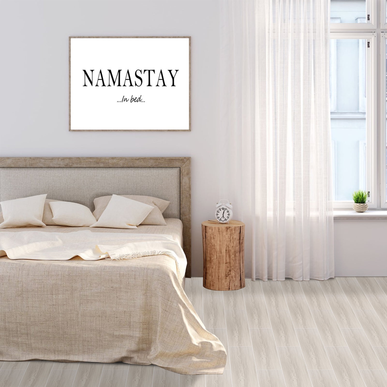 "Meiban 6""X35"" Peel & Stick Floor Tile, 10 PCS, White Wood-Look Vinyl, Covers 14.5 sq. ft ...