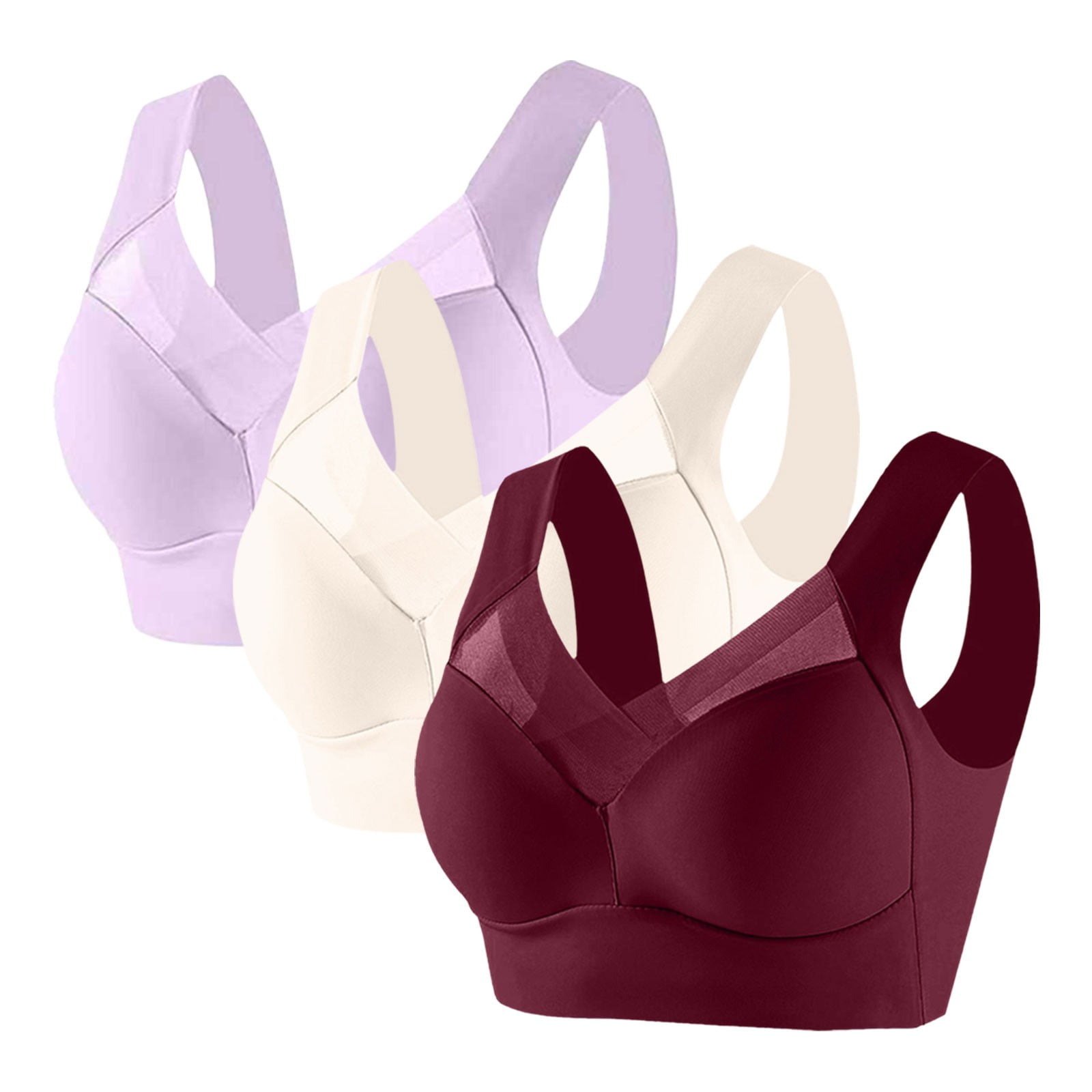 Meichang 3 Pack Women Seamless Bras Comfort Lightweight Wireless Bras ...