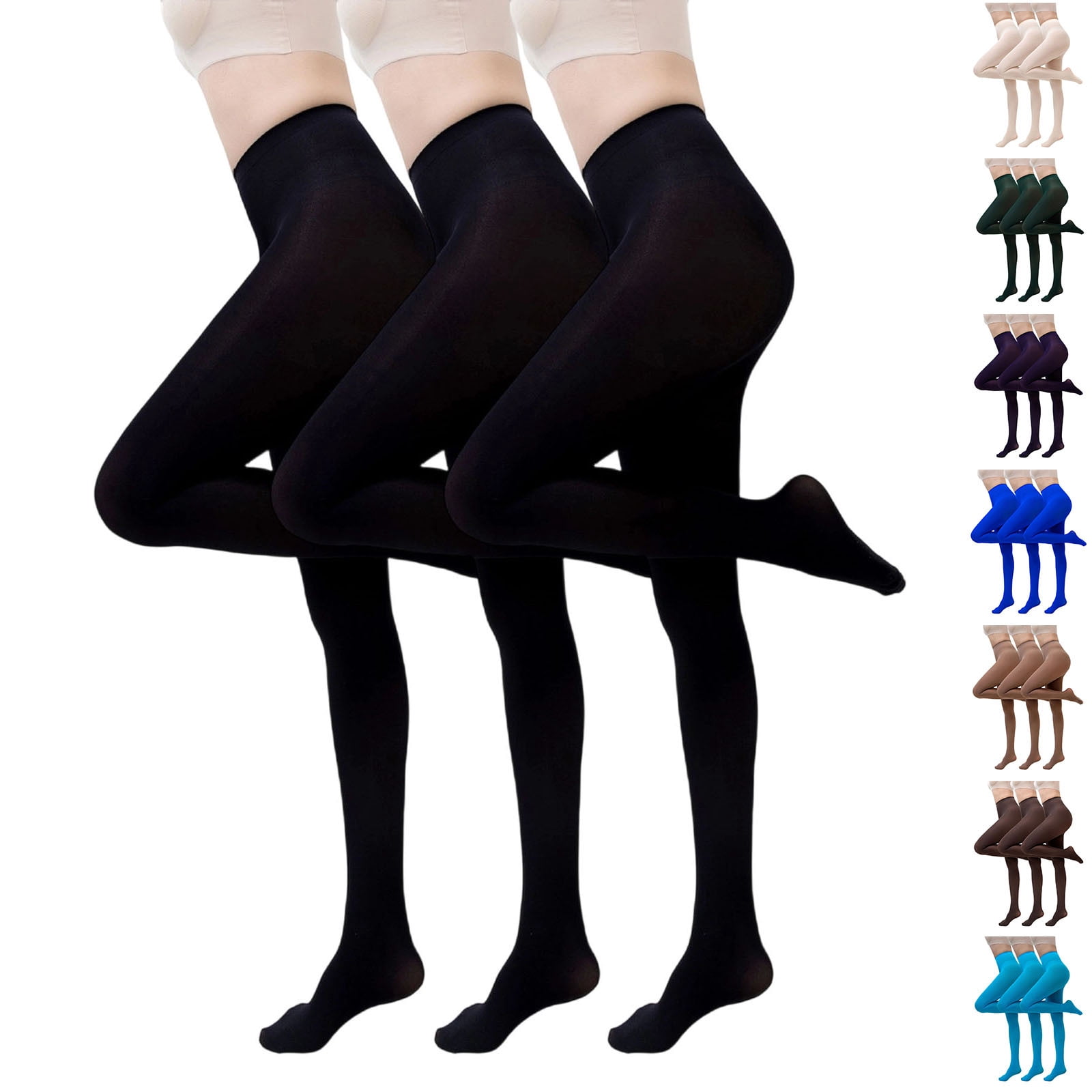 Meichang 3 Pairs Tights Opaque Black Tights for Women Control Top ...